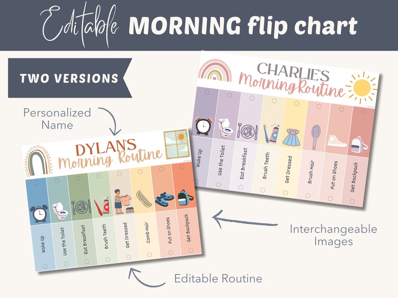 Kids Routine Flip Chart, Printable Morning Flipchart, Evening Visual ...