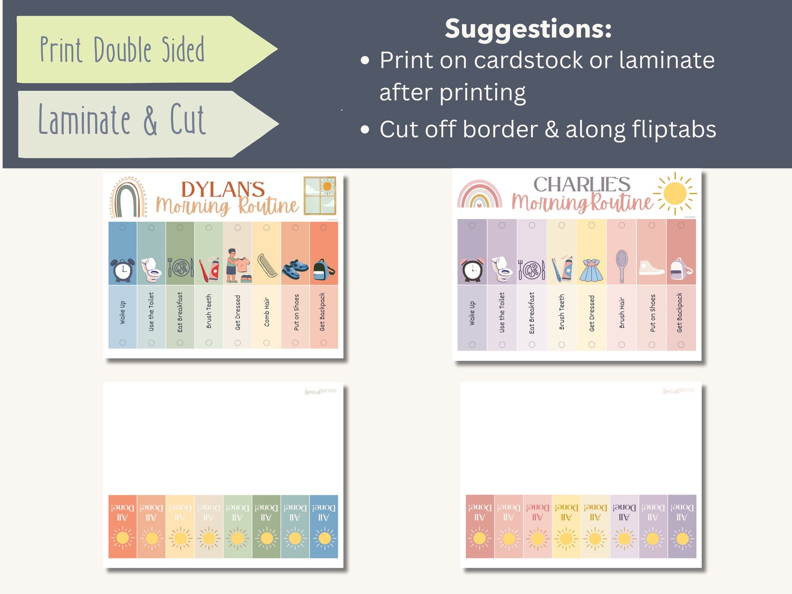 Kids Morning Routine Flip Chart, Boho Editable Digital Flipchart ...