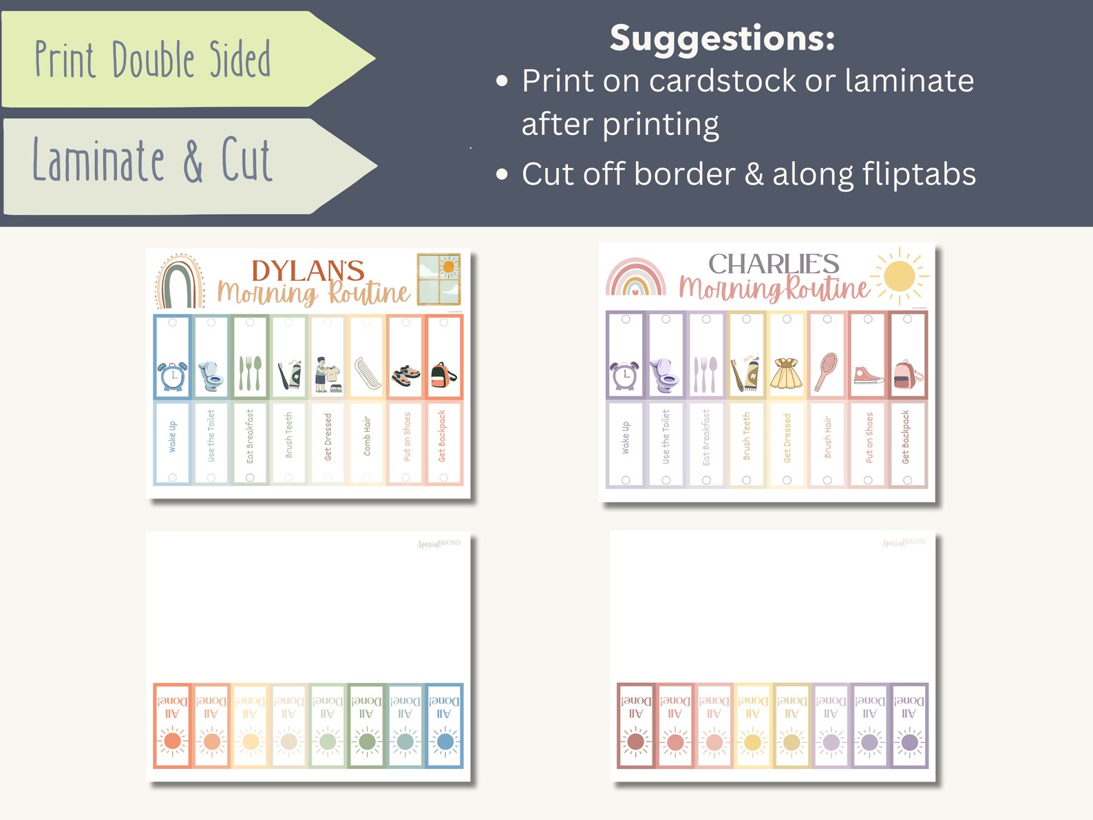 Kids Routine Flip Chart, Printable Morning Flipchart, Editable Evening ...