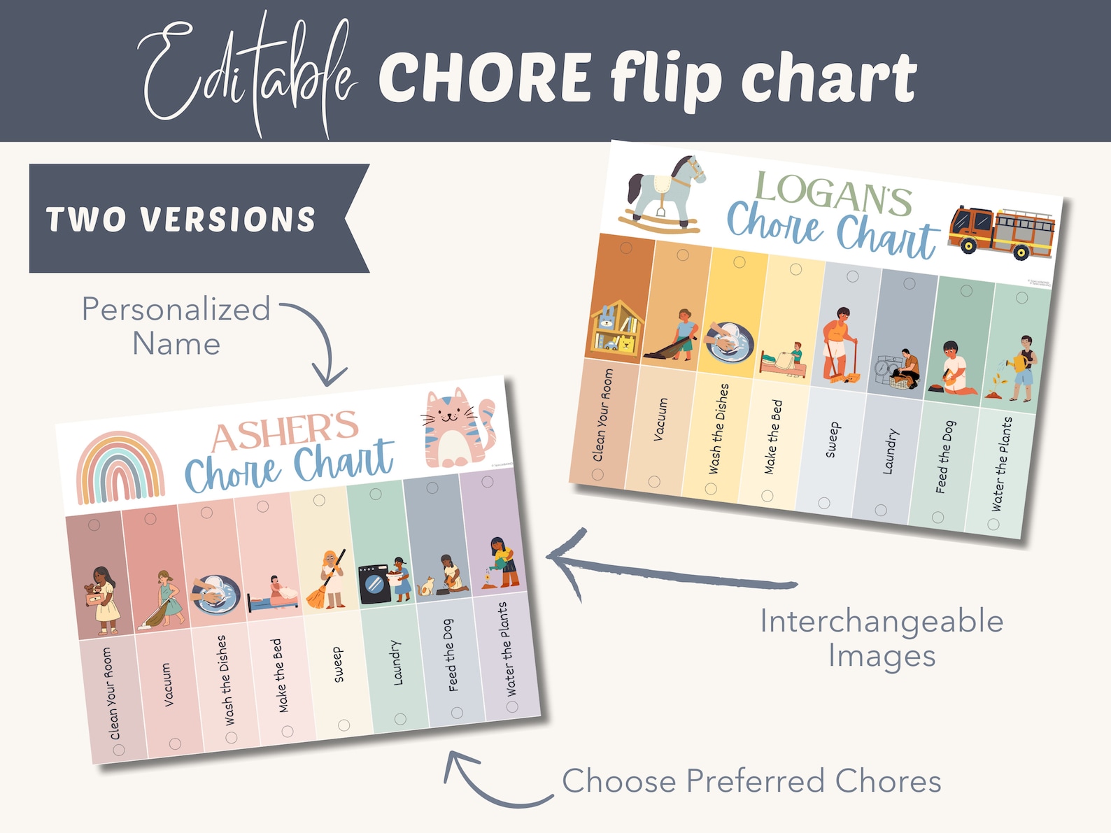 Kids Boho Routine Flip Chart, Editable Morning Flipchart, Personalized ...