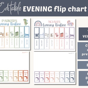 Kids Editable Flip Routine Chart, Printable Digital Flipchart, Morning ...