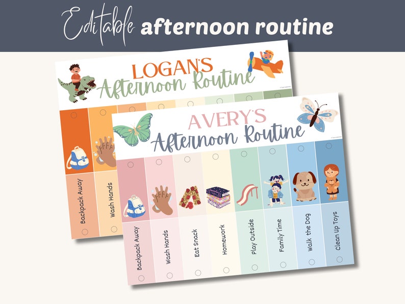 Kids Afternoon Routine Flip Chart, Customizable After School Schedule ...