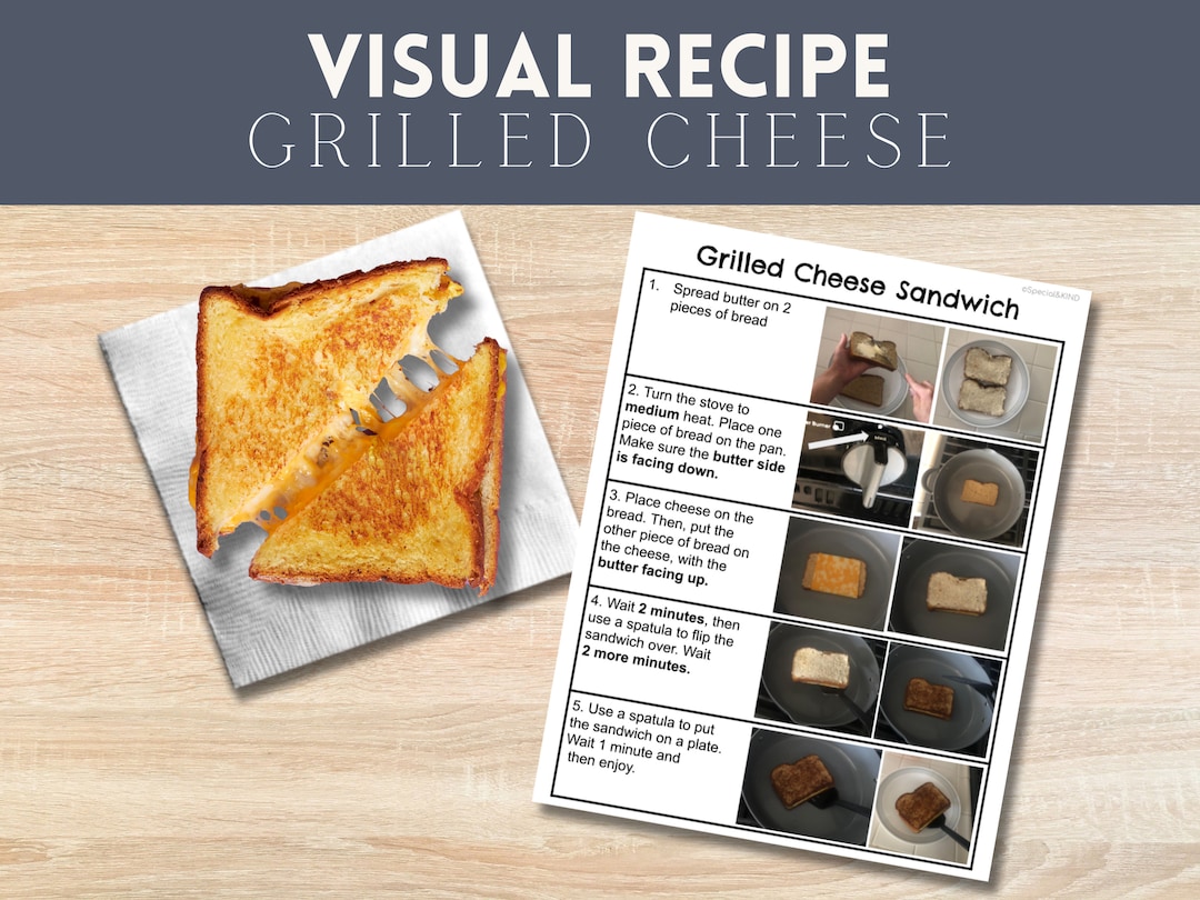 Visual Grilled Cheese Recipe for Kids, Printable Picture Cookbook, Real ...