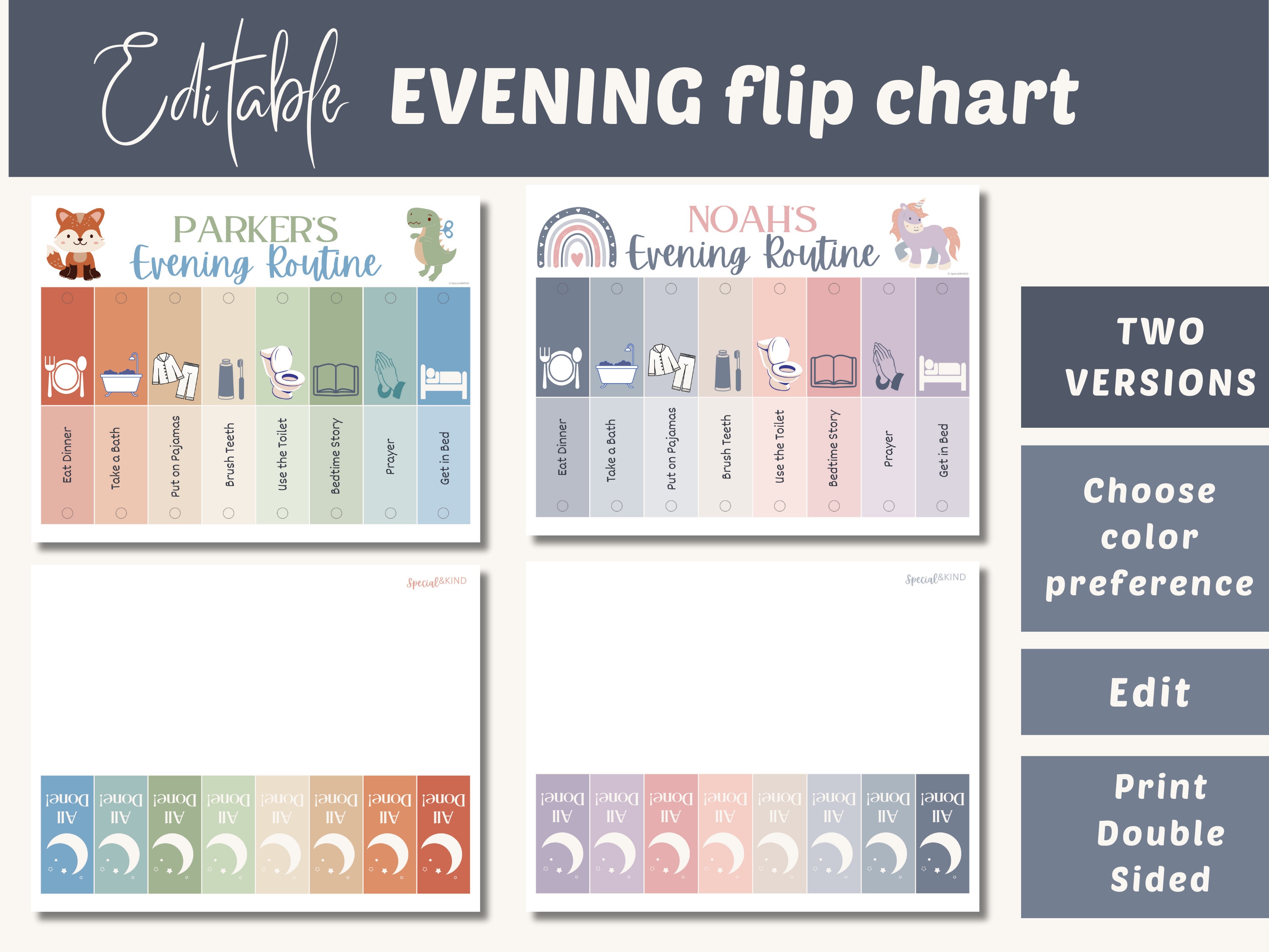 Kids Boho Routine Flip Chart, Editable Morning Flipchart, Personalized ...