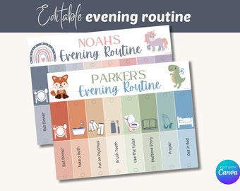 Kids Editable Flip Routine Chart, Printable Digital Flipchart, Morning ...