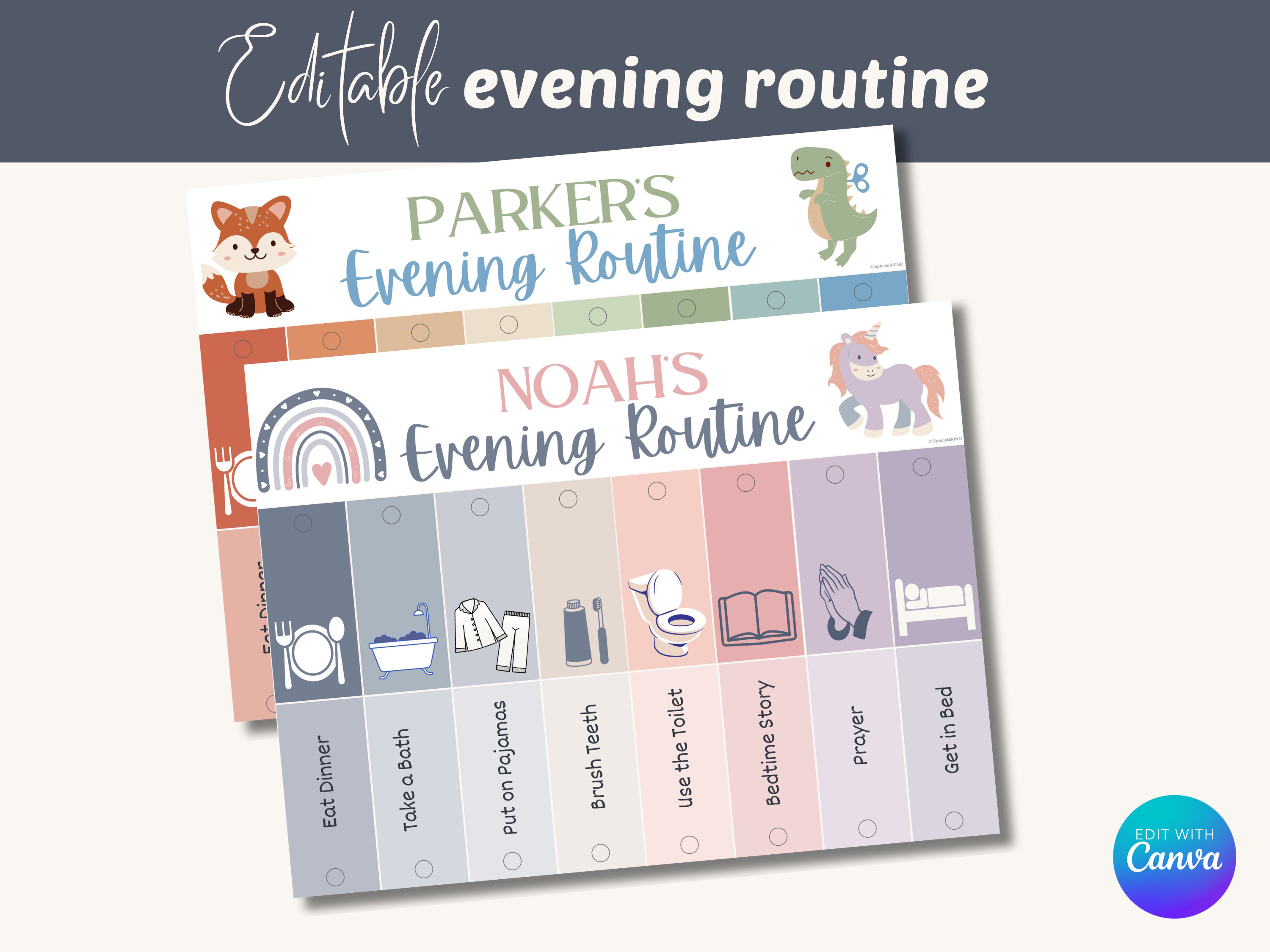 Kids Evening Routine Flip Chart, Bedtime Editable Flipchart ...