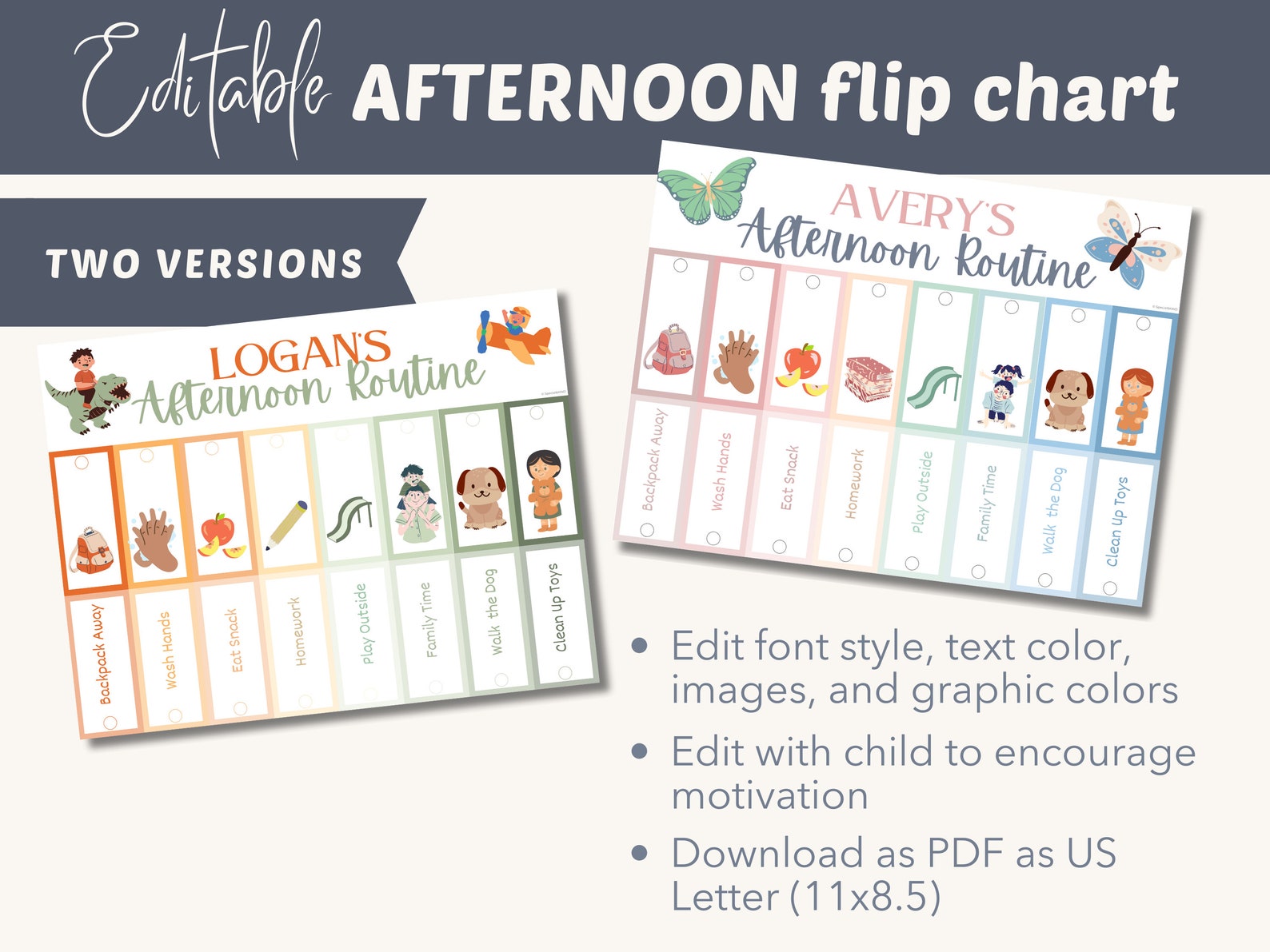 Kids Routine Flip Chart, Printable Morning Flipchart, Editable Evening ...