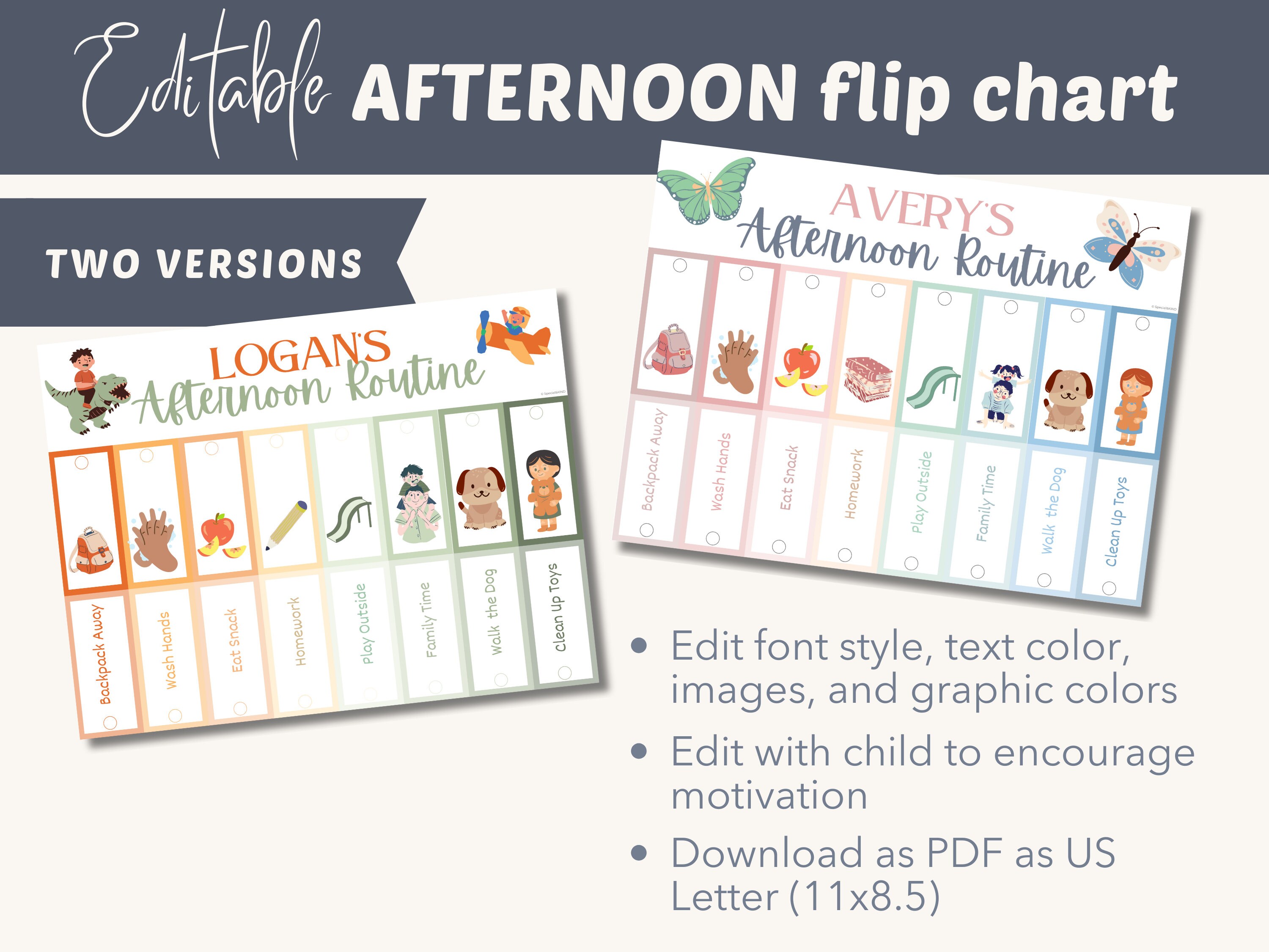 Kids Routine Flip Chart, Printable Morning Flipchart, Editable Evening ...