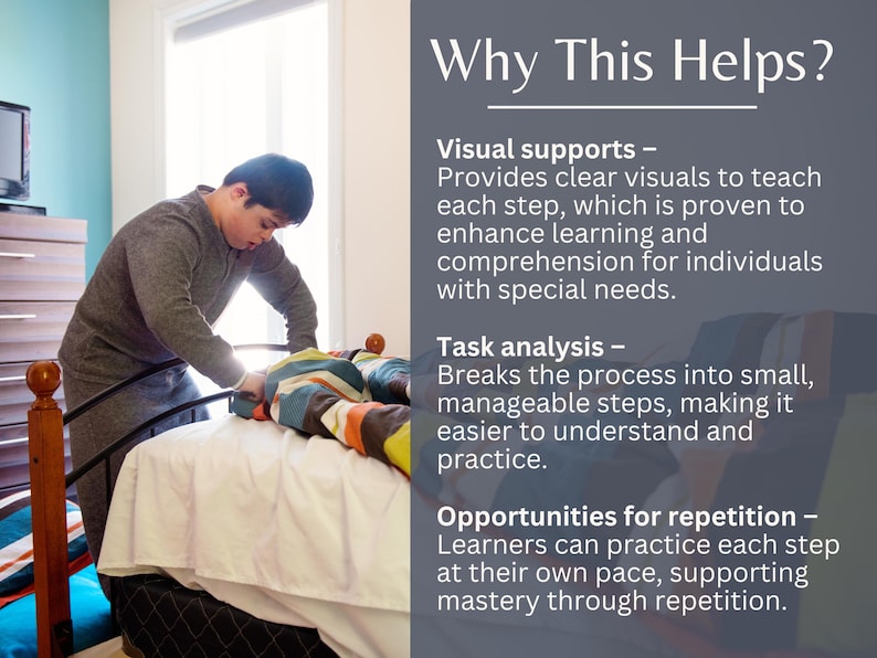 Making the Bed Visual Support, Printable Real Picture Guide, Simple ...