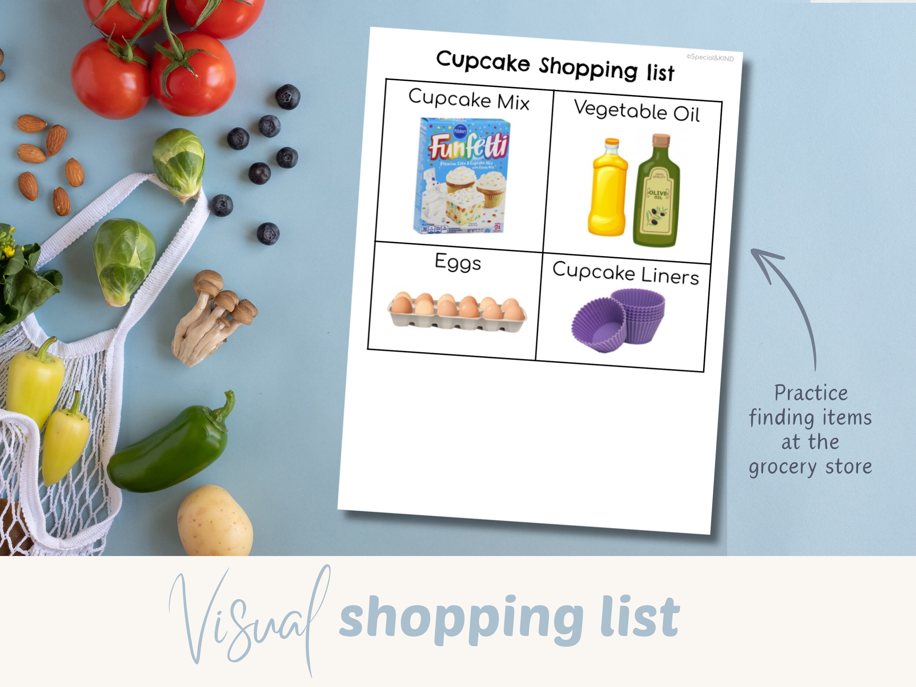 Childrens Visual Cupcake Recipe, Printable Adapted Cookbook, Real Life ...