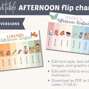 Kids Boho Routine Flip Chart, Editable Morning Flipchart, Personalized ...