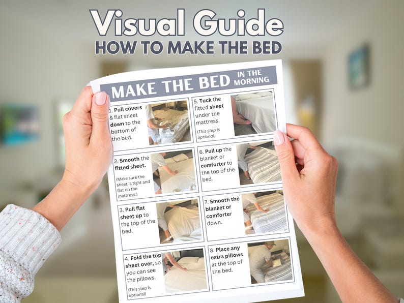 Making the Bed Visual Support, Printable Real Picture Guide, Simple ...