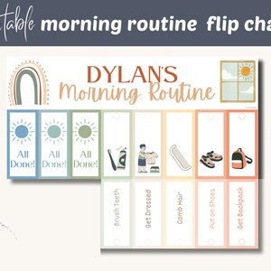 Kids Morning Routine Flip Chart, Boho Editable Preschool Printable ...