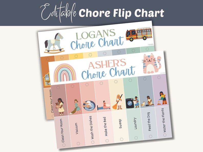 Printable Kids Chore Chart, Editable Visual Chore Schedule ...
