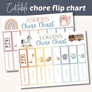 Printable Kids Chore Chart, Editable Visual Chore Schedule ...