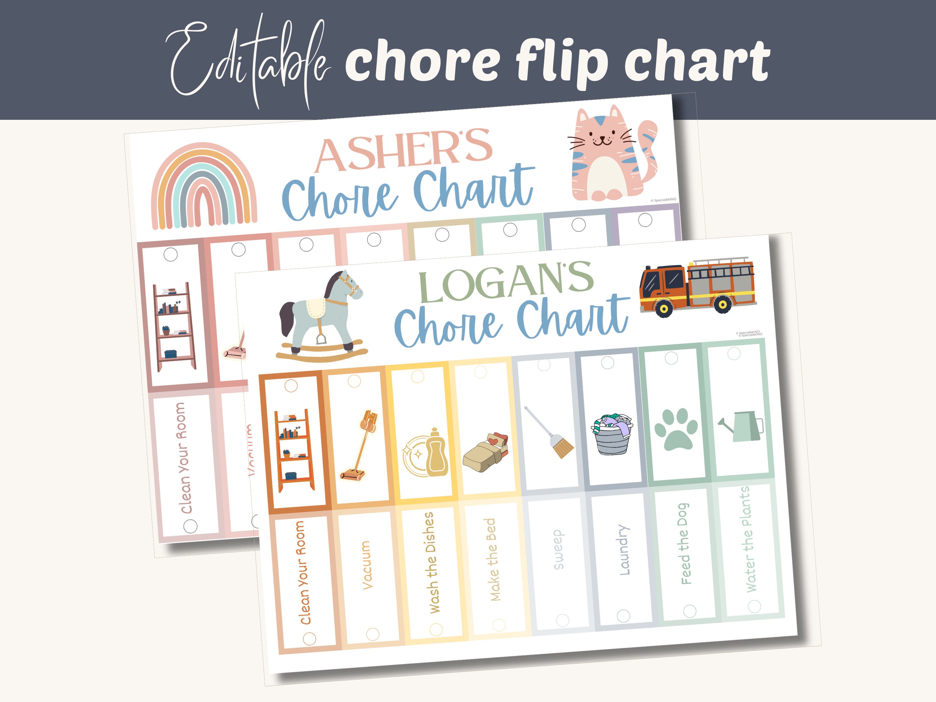 Printable Kids Chore Chart, Editable Visual Chore Schedule ...
