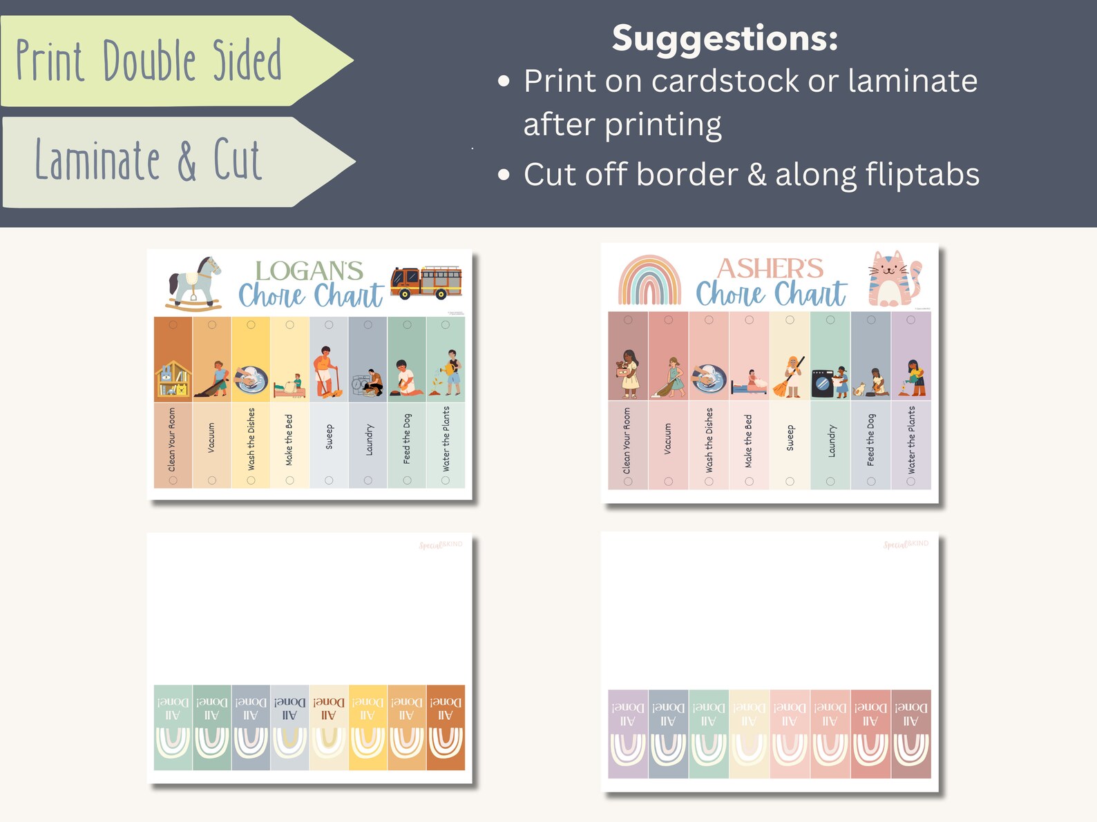 Printable Kids Chore Chart, Editable Visual Chore Schedule ...