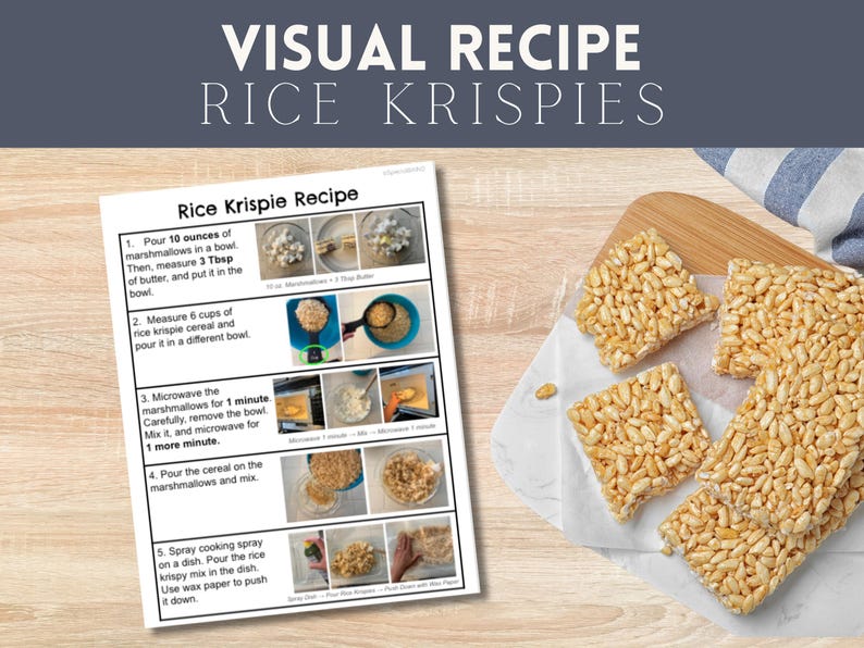 Rice Krispie Visual Recipe for Kids, Inclusive Adapted Cookbook, Real ...