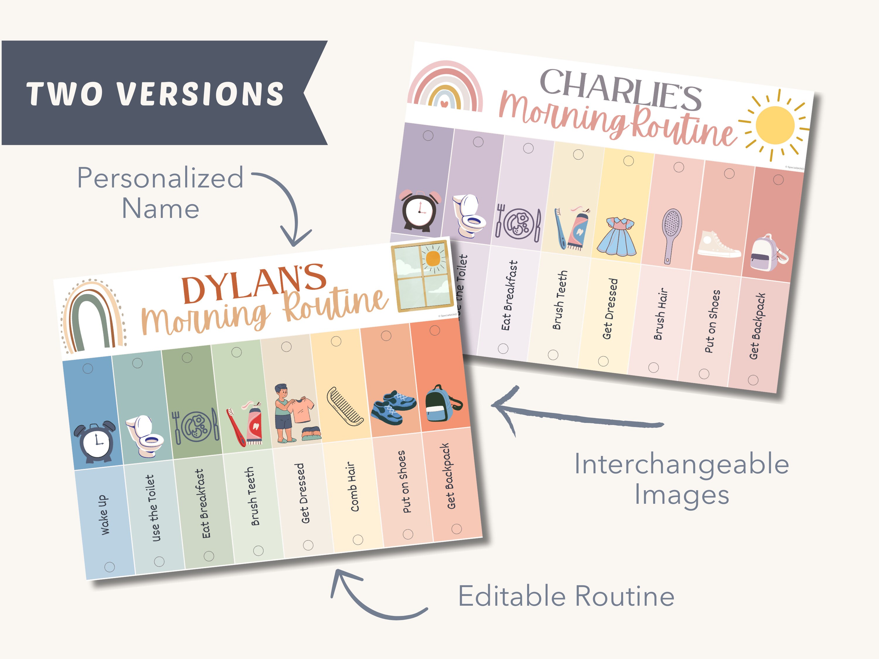 Kids Morning Routine Flip Chart, Boho Editable Digital Flipchart ...