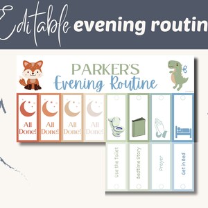 Kids Evening Routine Flip Chart, Editable Bedtime Flipchart, Printable ...