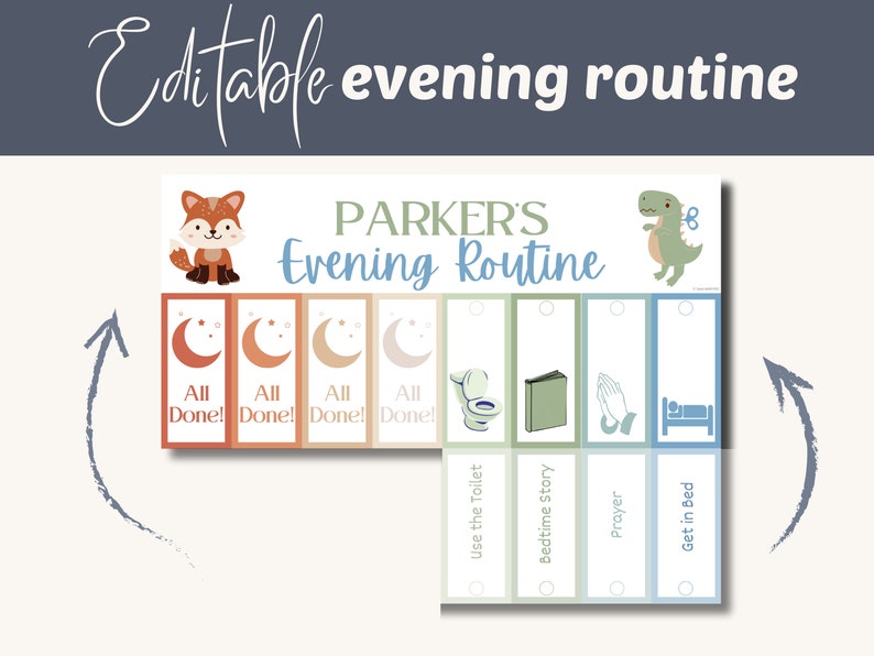 Kids Evening Routine Flip Chart, Editable Bedtime Flipchart, Printable ...