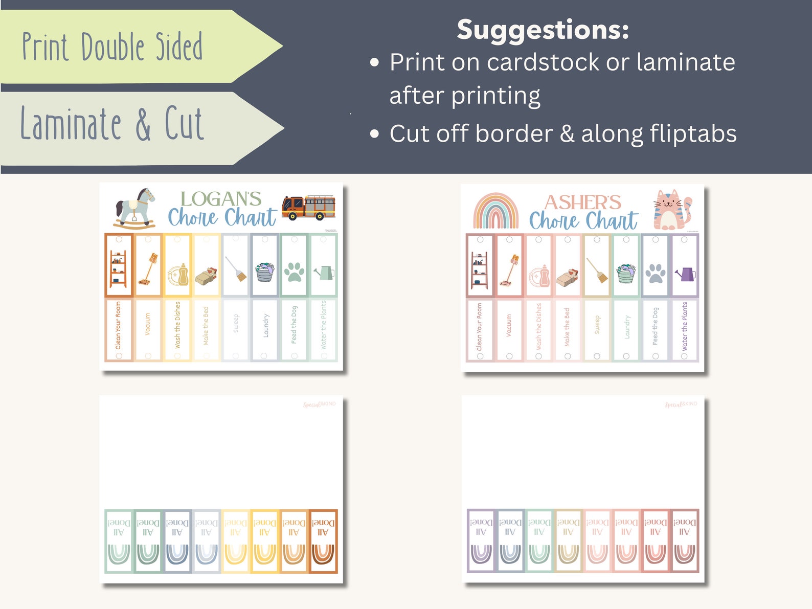 Printable Kids Chore Chart, Editable Visual Chore Schedule ...