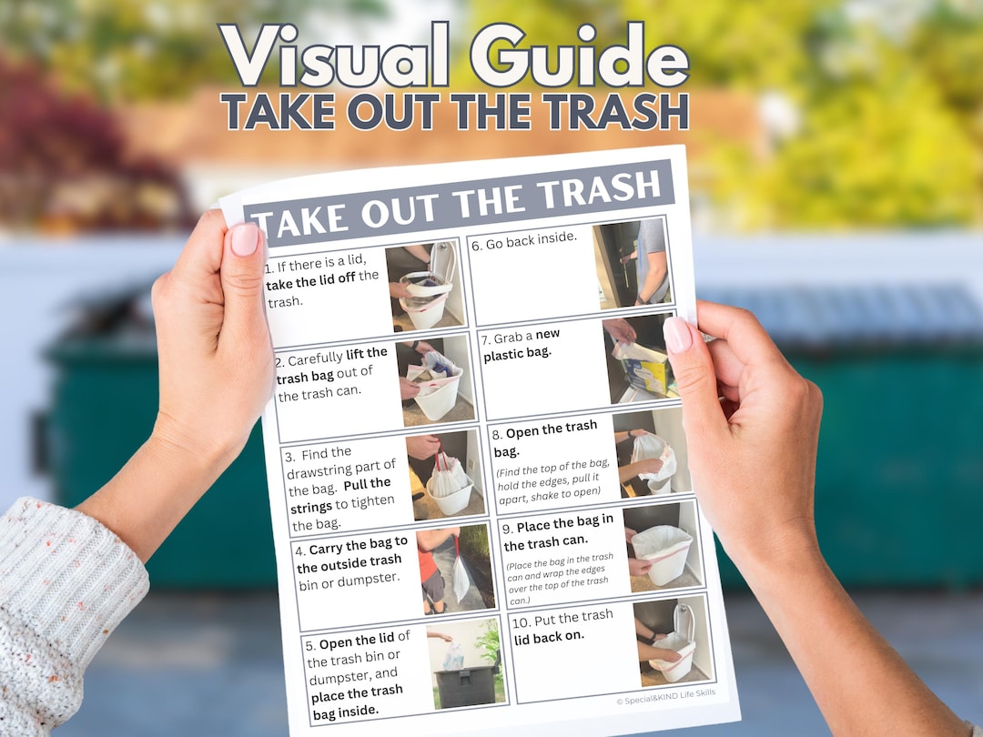 Taking Out the Trash Visual Guide, Printable Real Life Pictures, Step ...