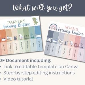 Kids Evening Routine Flip Chart, Bedtime Editable Flipchart ...