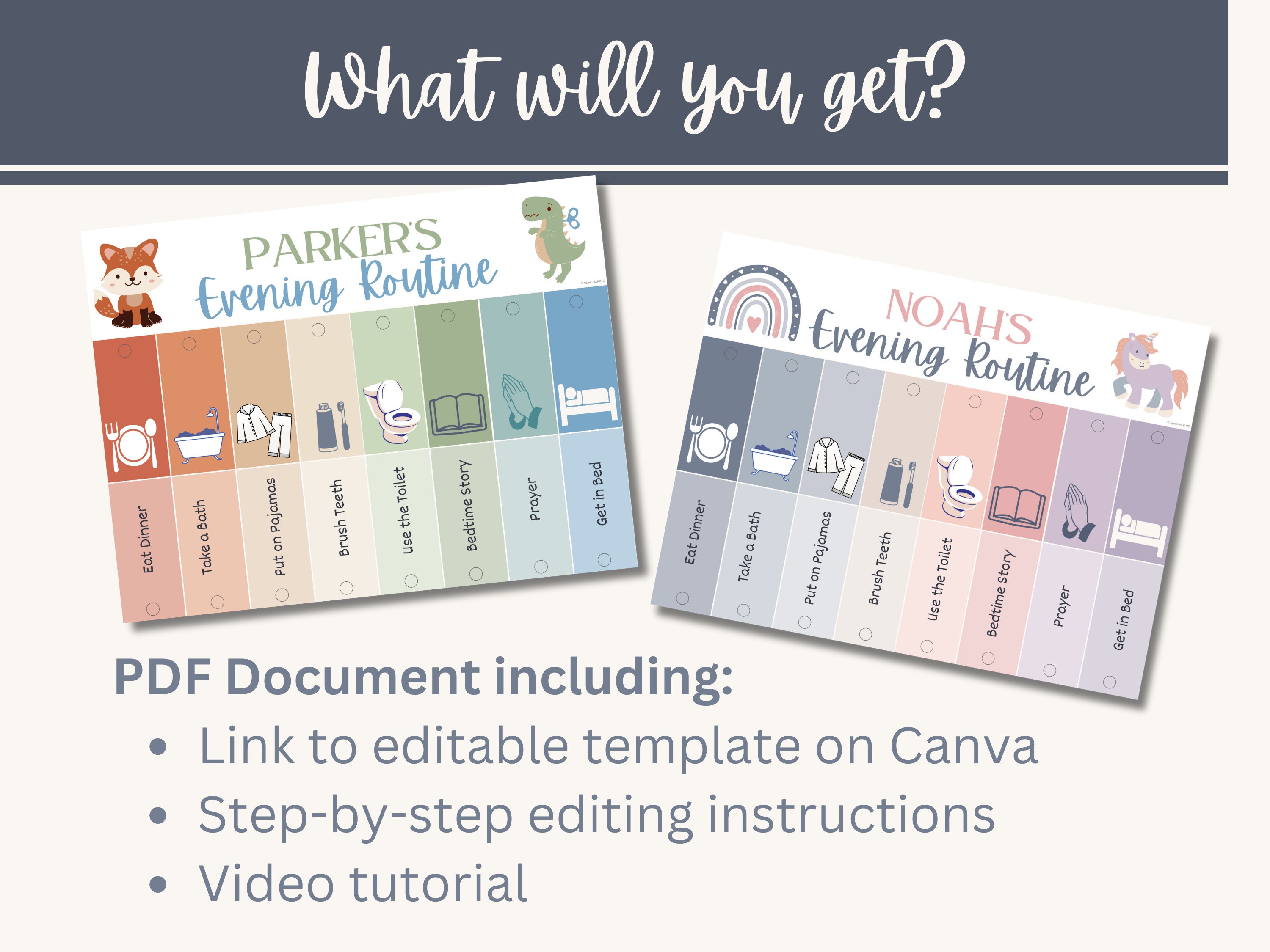 Kids Evening Routine Flip Chart, Bedtime Editable Flipchart ...