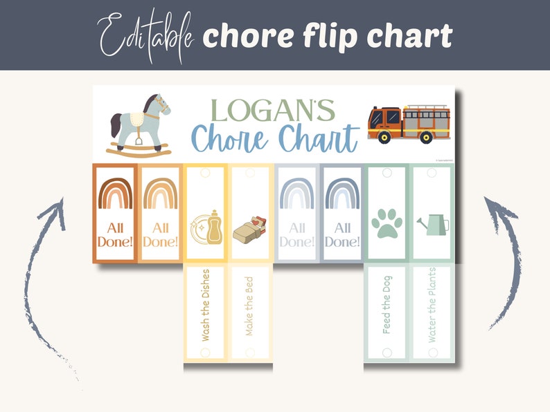 Printable Kids Chore Chart, Editable Visual Chore Schedule ...