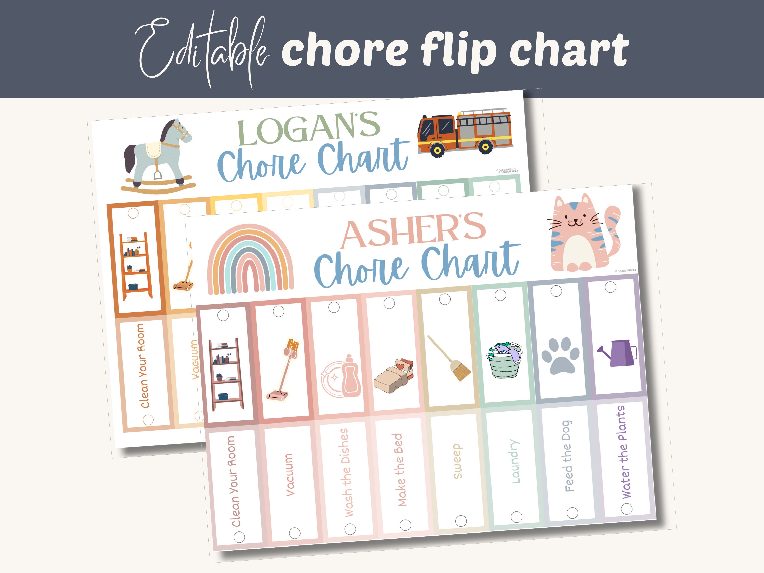 Printable Kids Chore Chart, Editable Visual Chore Schedule ...