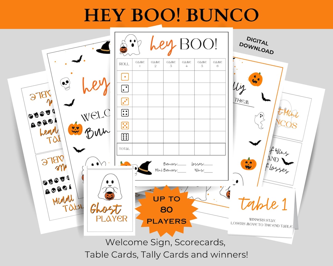 Halloween BUNCO Printable Bundle - Score Cards - Tally Table Cards ...