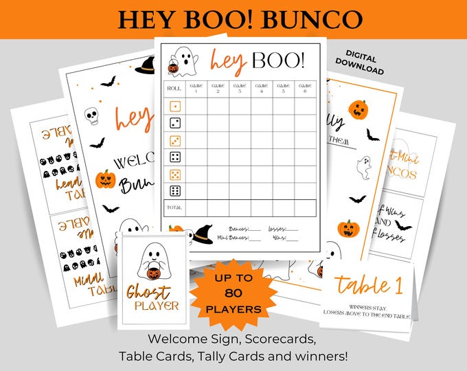 Halloween Bunco Card, Jack-o-lanterns Bunco Scorecard, Pumpkins and ...