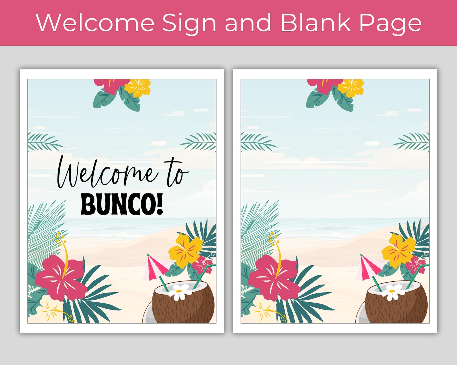 Tropical Coconut BUNCO Printable Bundle - Score Cards - Tally Sheets ...