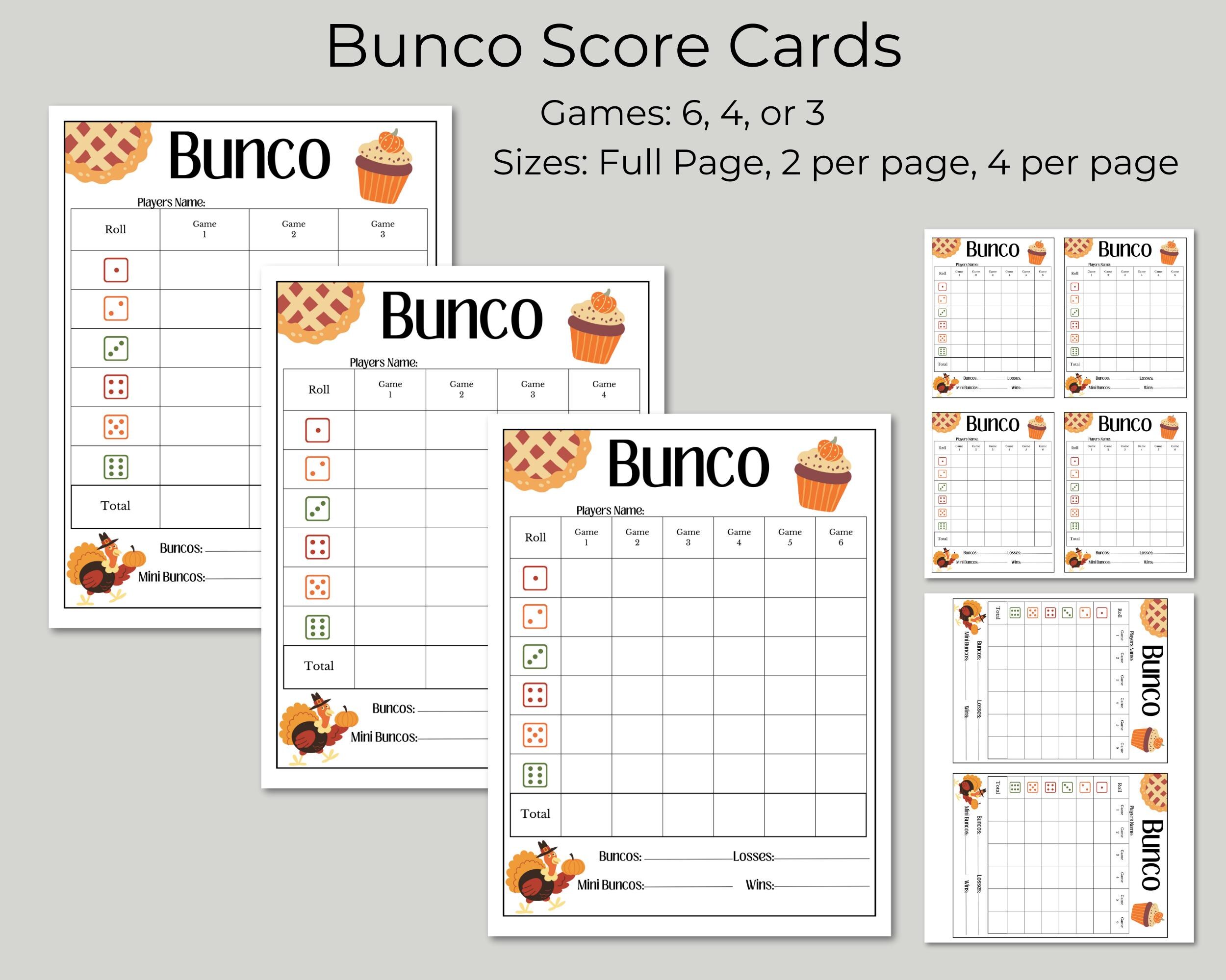 Friendsgiving BUNCO Printable Bundle - Score Cards - Tally Sheets ...