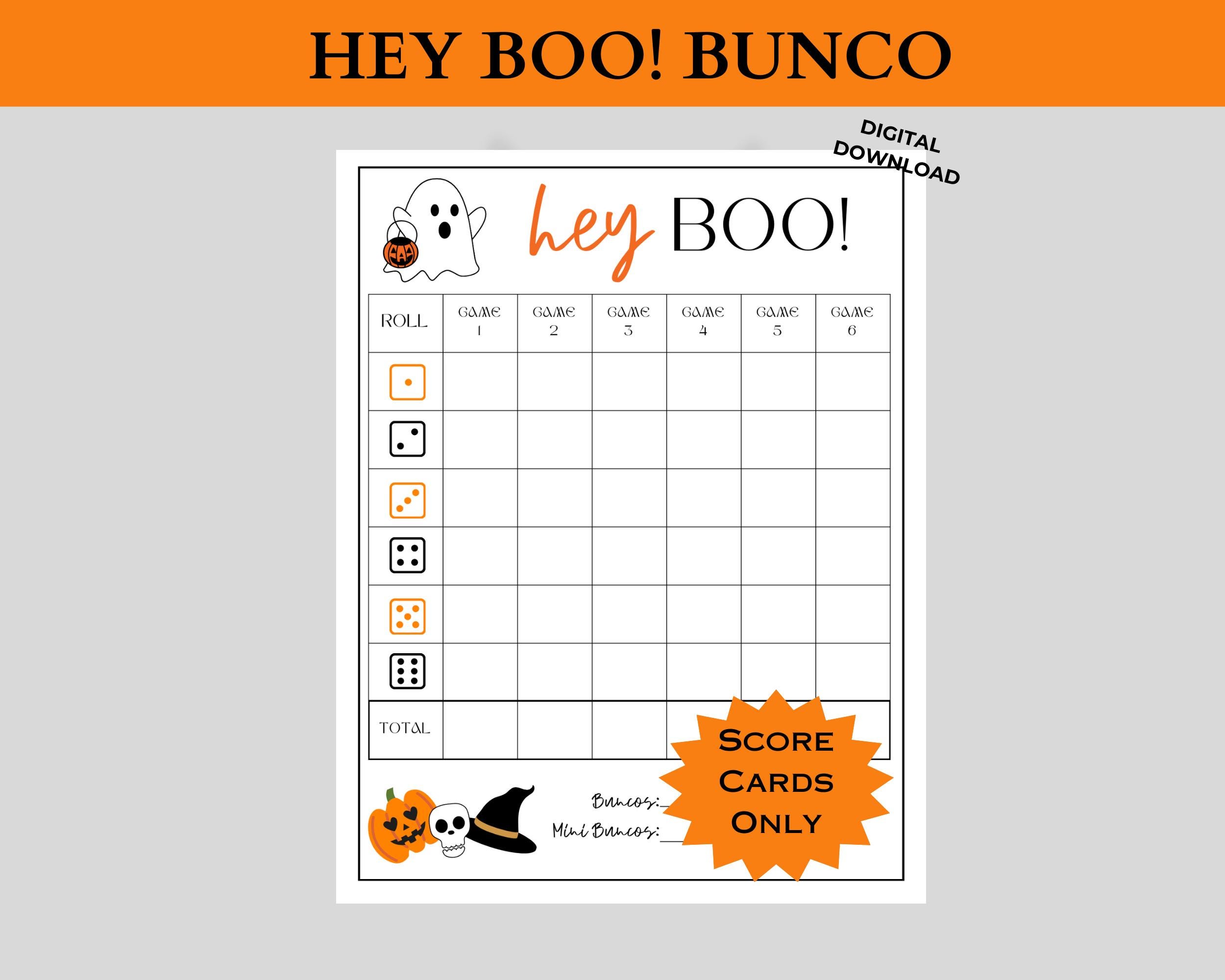 Halloween BUNCO Printable Bundle - Score Cards Only - Game Night ...
