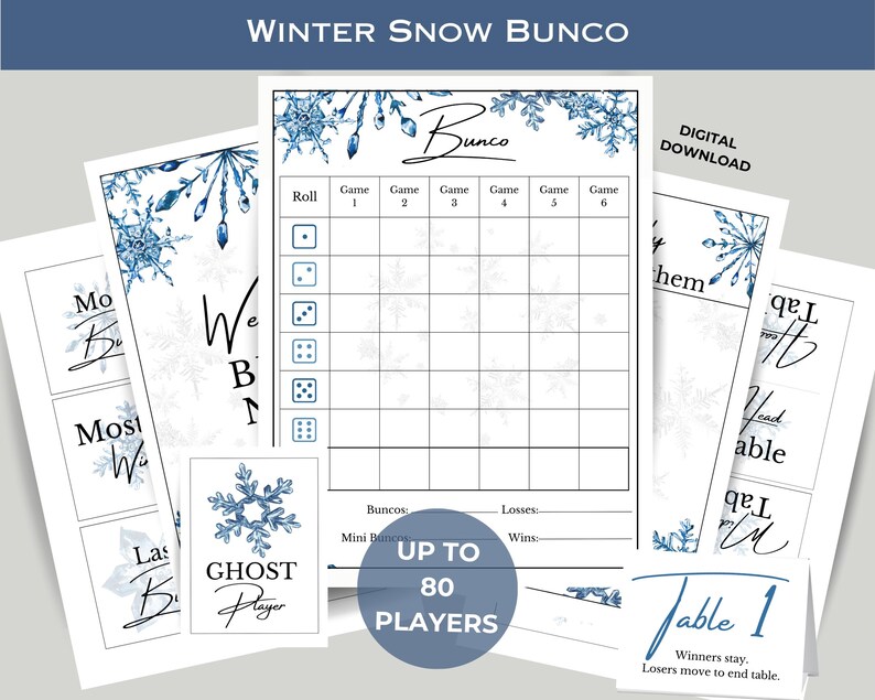 Winter BUNCO Printable Bundle - Score Cards - Tally and Table Cards ...