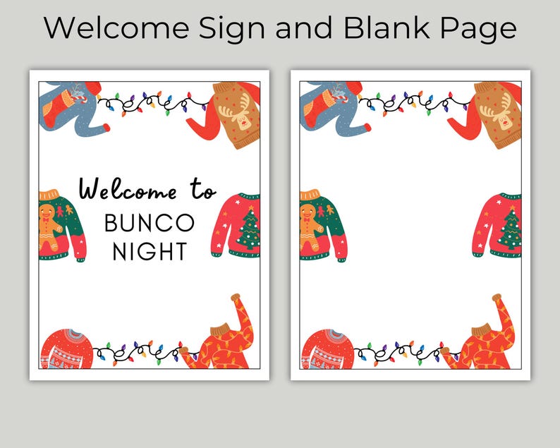 Ugly Sweater BUNCO Printable Bundle - Score Cards - Tally Sheets ...