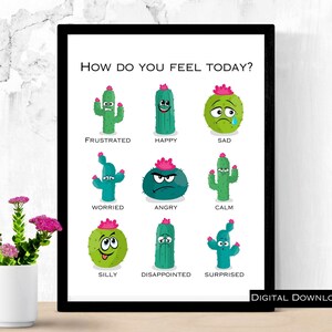 Cactus Feelings Poster, How Do You Feel Today? Digital Prints Wall Art ...
