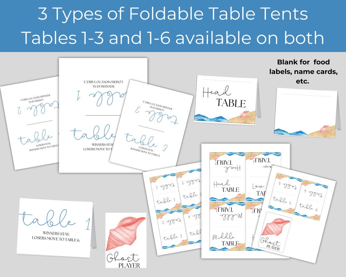 Beach BUNCO Printable Bundle Score Cards Tally and Table Cards Prize ...