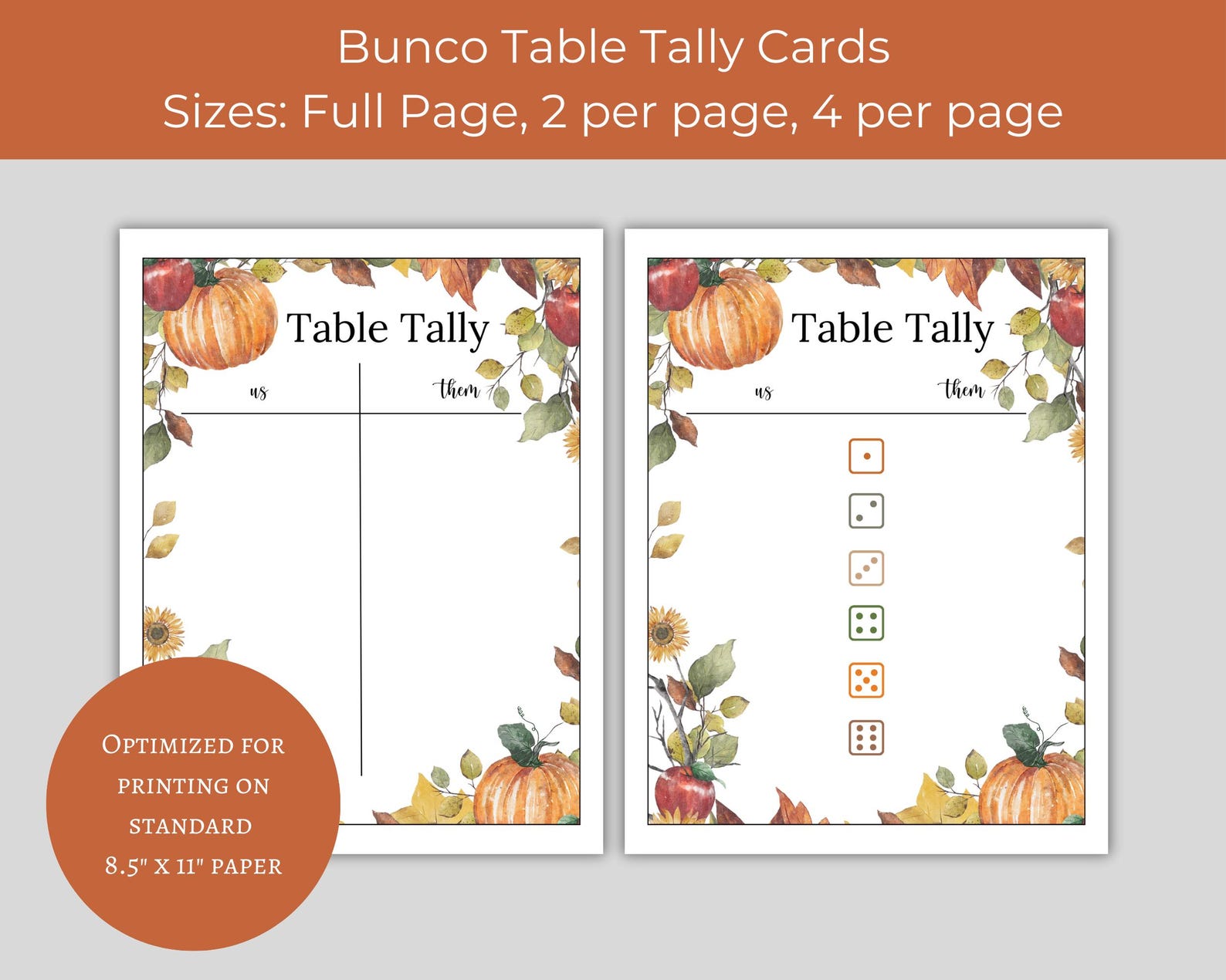 Thanksgiving BUNCO Printable Bundle - Score Cards - Tally Sheets ...