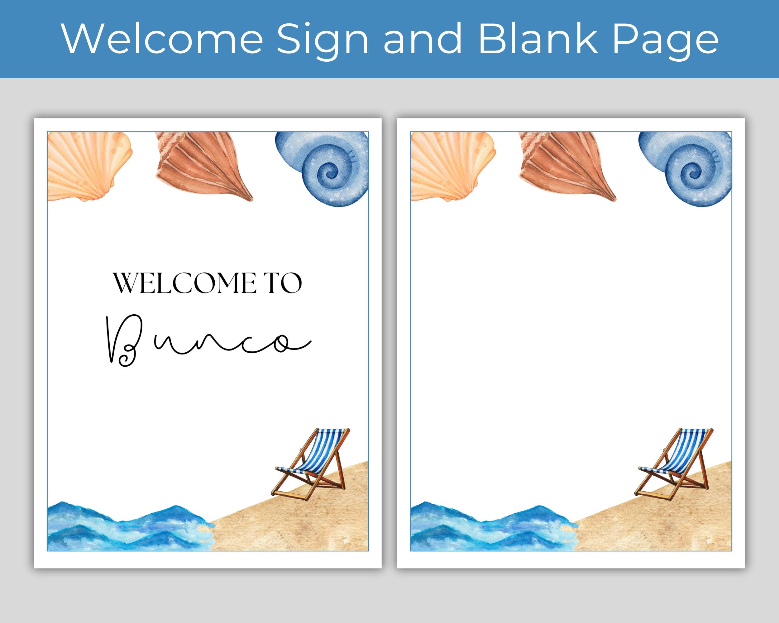 Beach BUNCO Printable Bundle - Score Cards - Tally and Table Cards ...