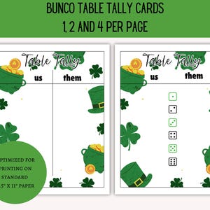 St. Patrick's Day BUNCO Printable Bundle - Score Cards - Tally and ...