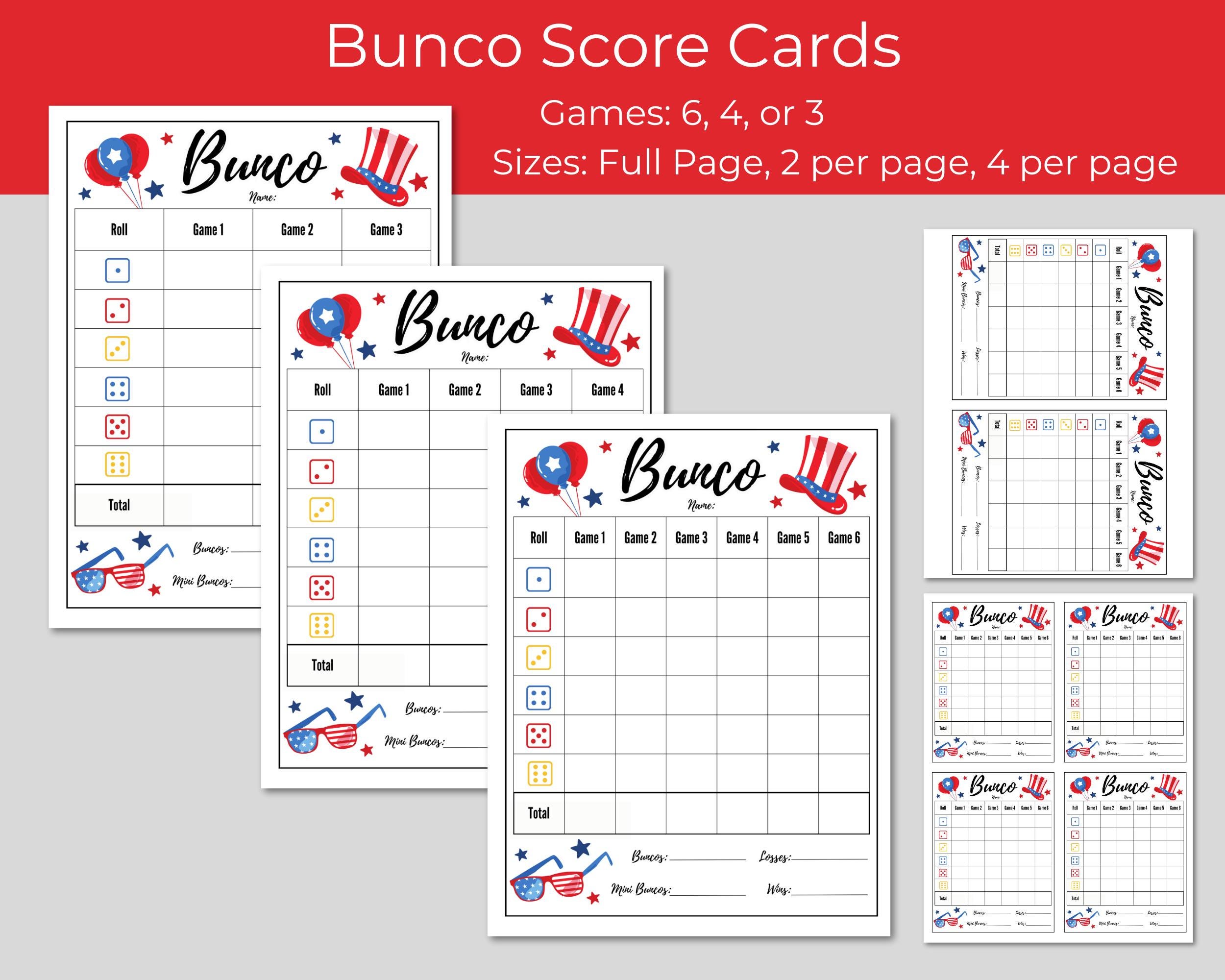 Patriotic 4th BUNCO Printable Bundle - Score Cards - Tally and Table ...