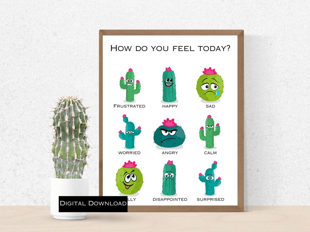 Cactus Feelings Poster, How Do You Feel Today? Digital Prints Wall Art ...