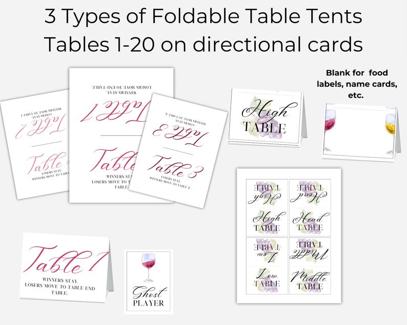 Wine Night BUNCO Printable Bundle - Score Cards - Tally Sheets - Table ...