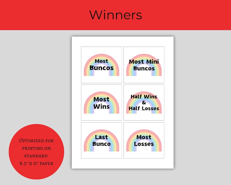 Rainbow Pride BUNCO Printable Bundle - Score Cards - Tally Sheets ...