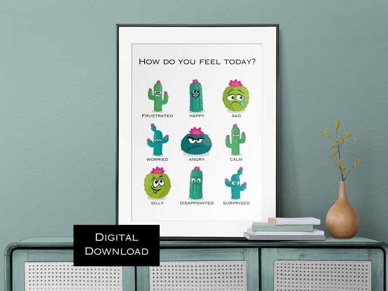 Cactus Feelings Poster, How Do You Feel Today? Digital Prints Wall Art ...