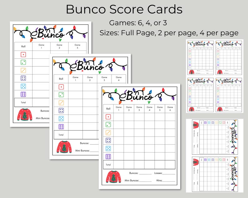 Ugly Sweater BUNCO Printable Bundle - Score Cards - Tally Sheets ...