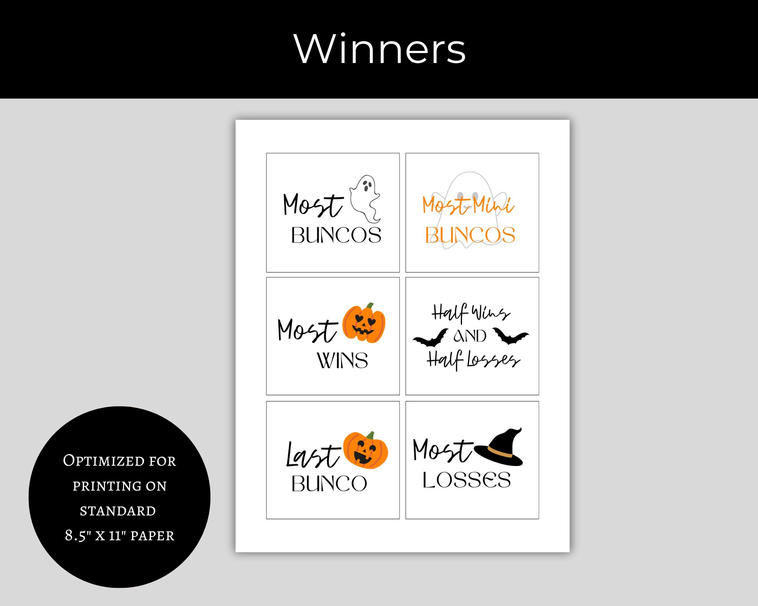 Halloween BUNCO Printable Bundle - Score Cards - Tally Table Cards ...